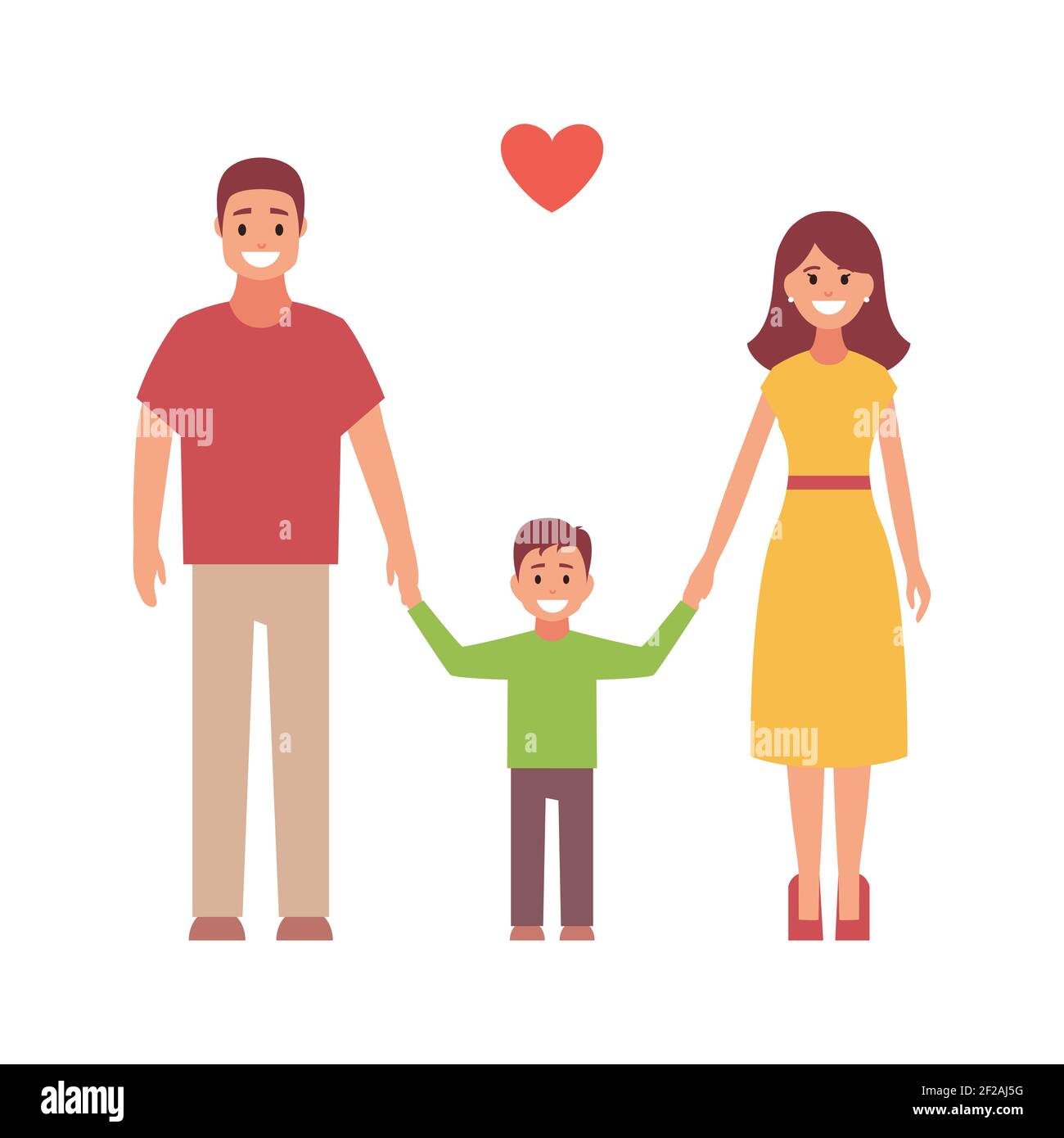 Happy family. Vector flat design illustration on white background Stock ...