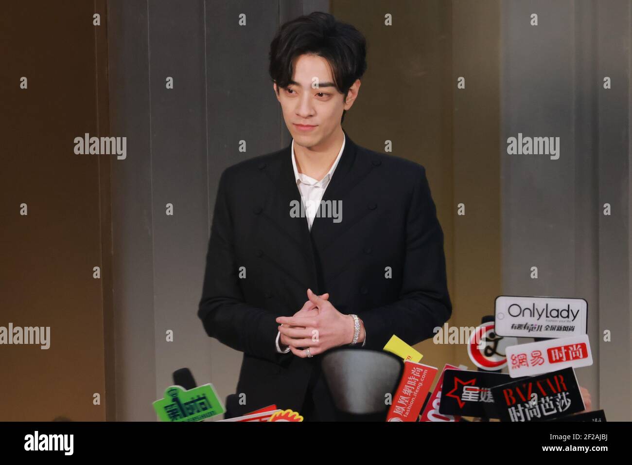 Chinese musical theatre actor and singer Zheng Yunlong attends a press ...