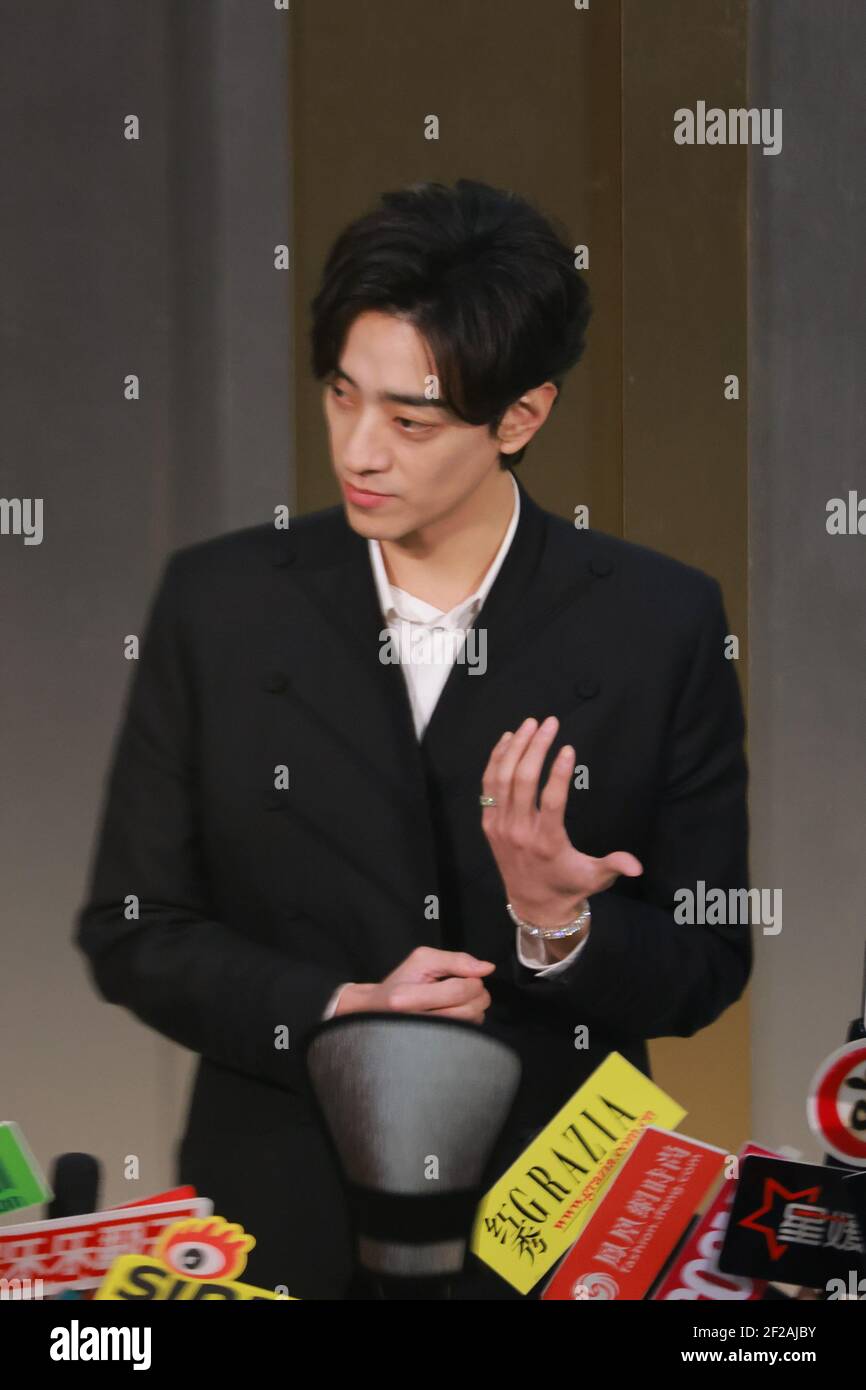 Chinese musical theatre actor and singer Zheng Yunlong attends a press ...