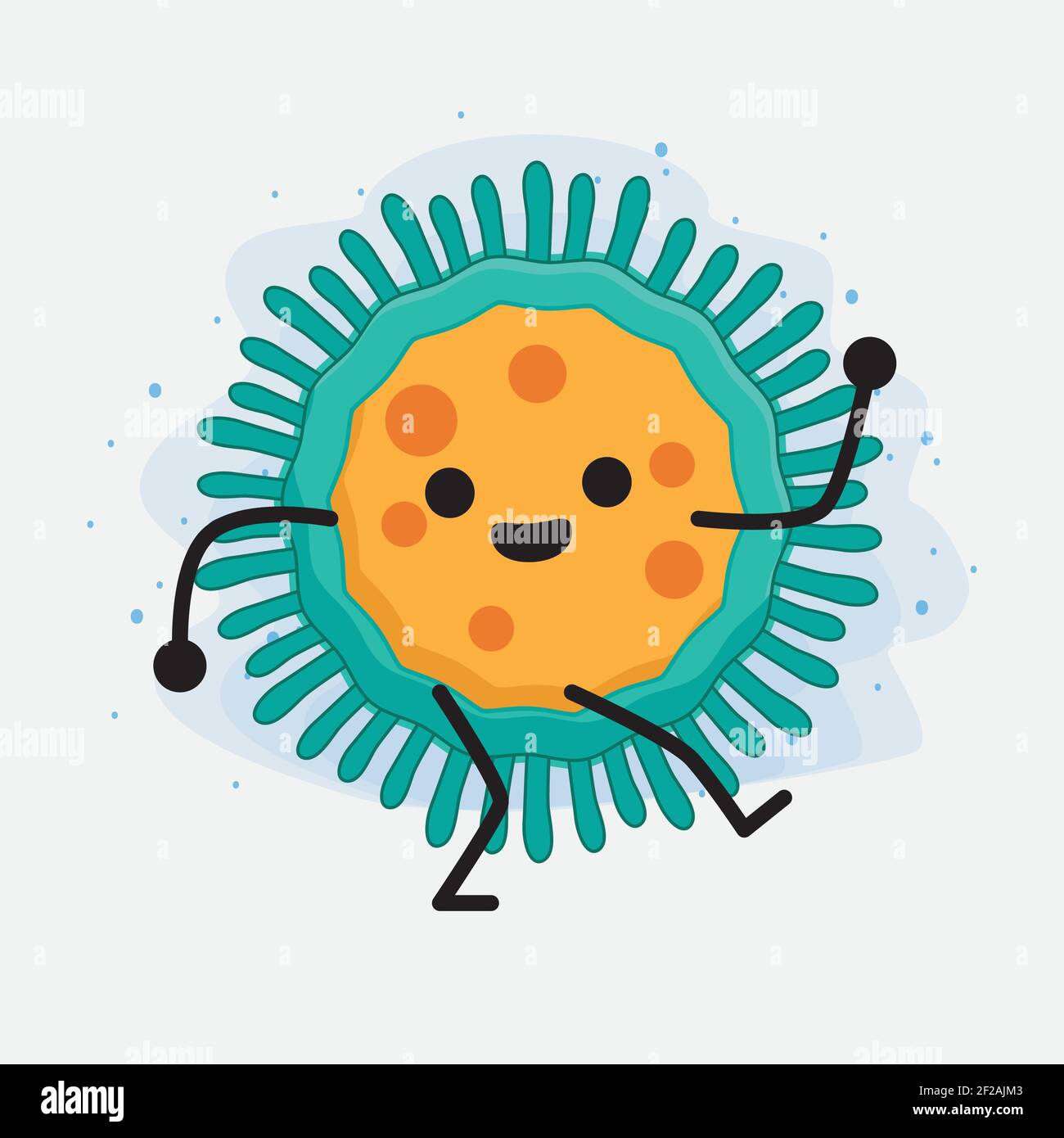 Vector Illustration of Virus Character with cute face, simple hands and ...