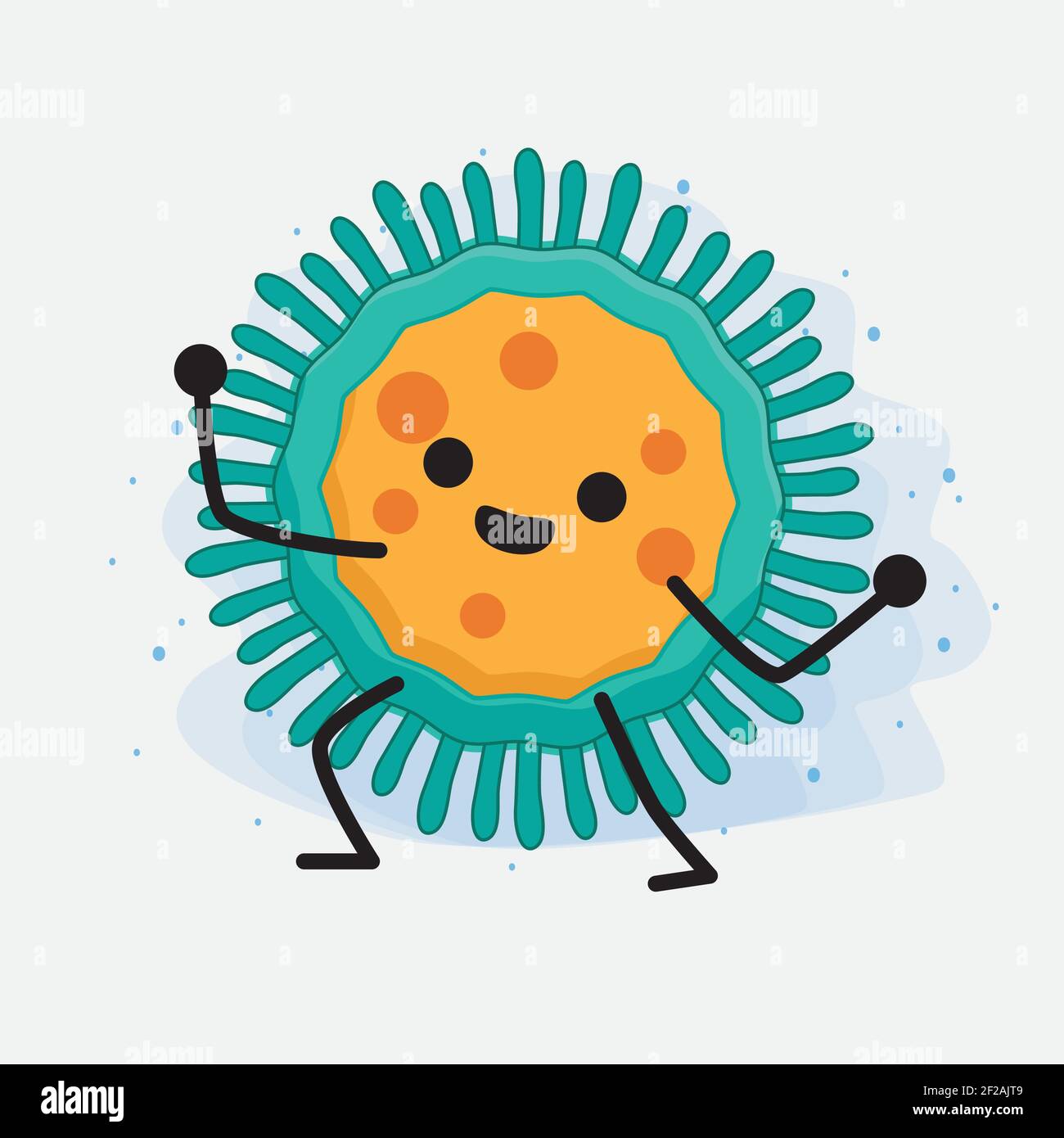 Vector Illustration of Virus Character with cute face, simple hands and ...