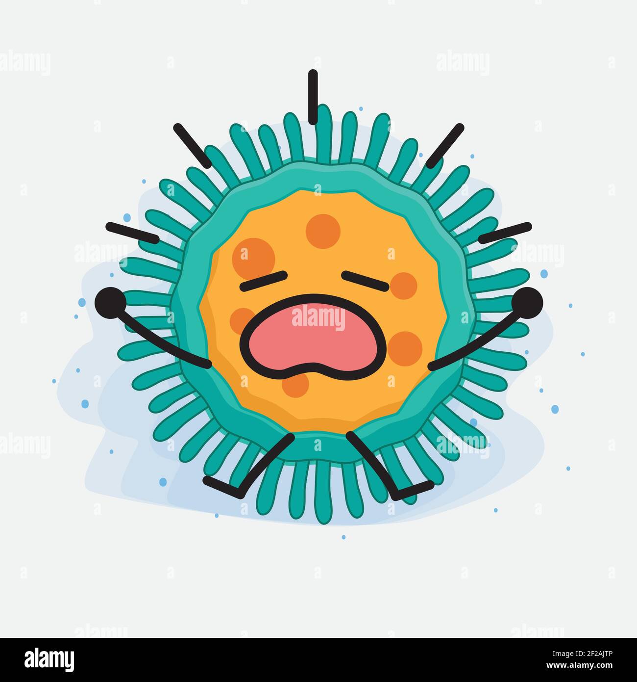 Vector Illustration of Virus Character with cute face, simple hands and ...