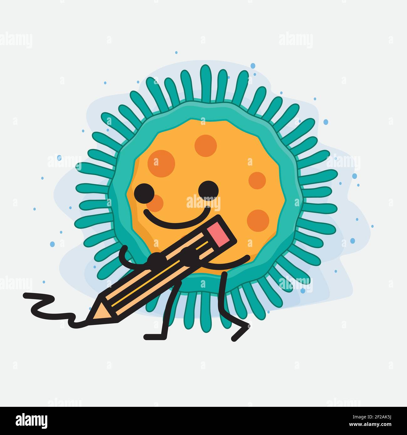 Vector Illustration of Virus Character with cute face, simple hands and ...
