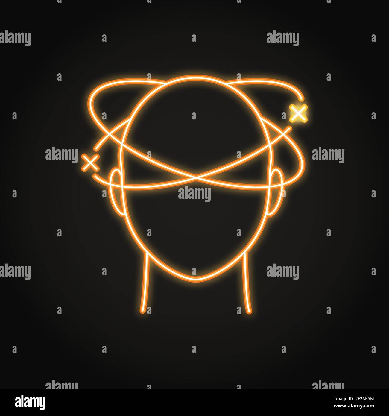 Dizziness icon in neon line style. Vertigo concept symbol. Medical ...