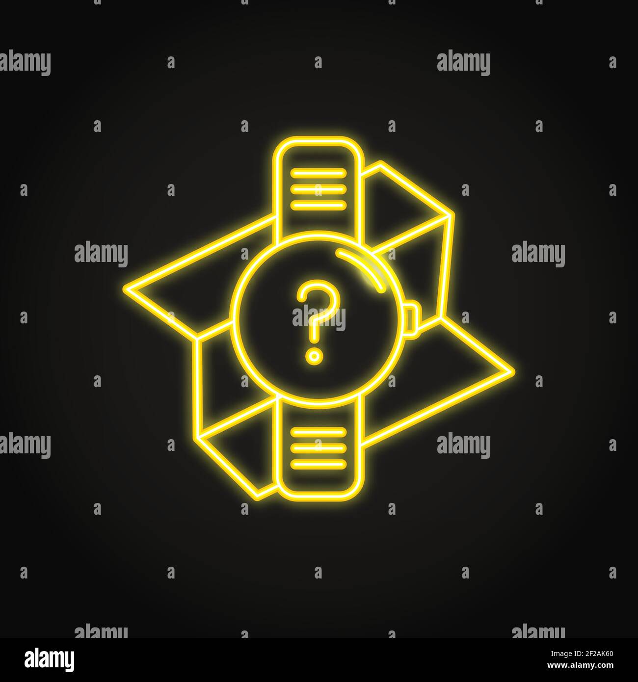 GPS watch icon in neon line style. Place location symbol. Vector ...