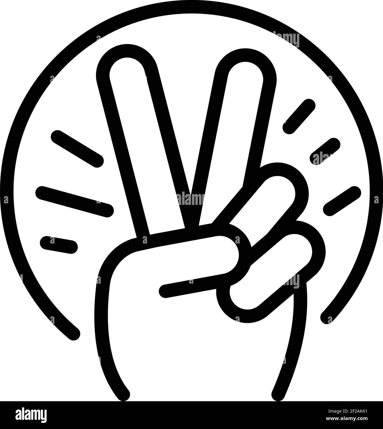 Hand two fingers icon. Outline hand two fingers vector icon for web ...