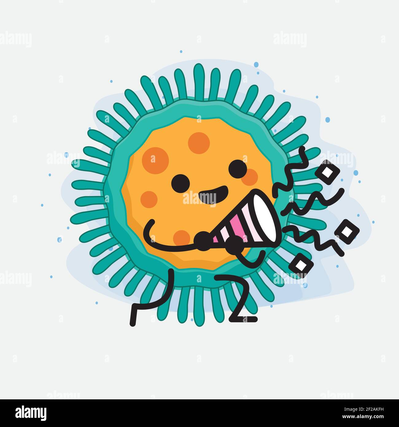 Vector Illustration of Virus Character with cute face, simple hands and ...