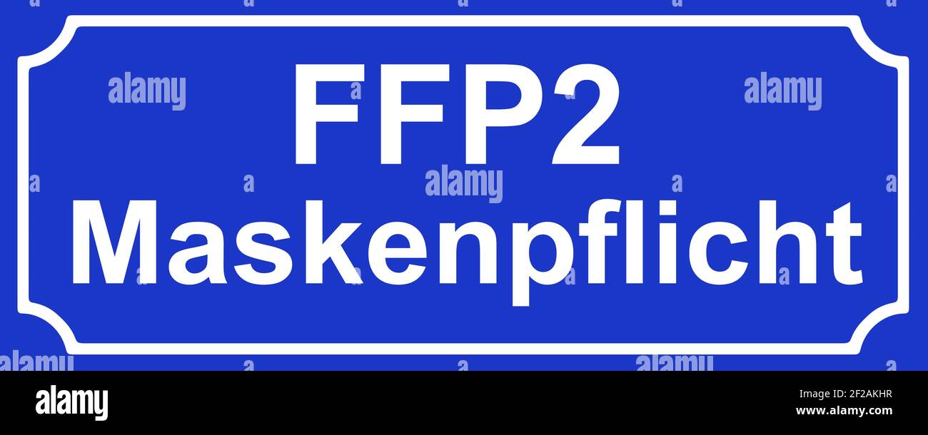 German Mandatory FFP2 Face Masks and blue sign Stock Photo - Alamy