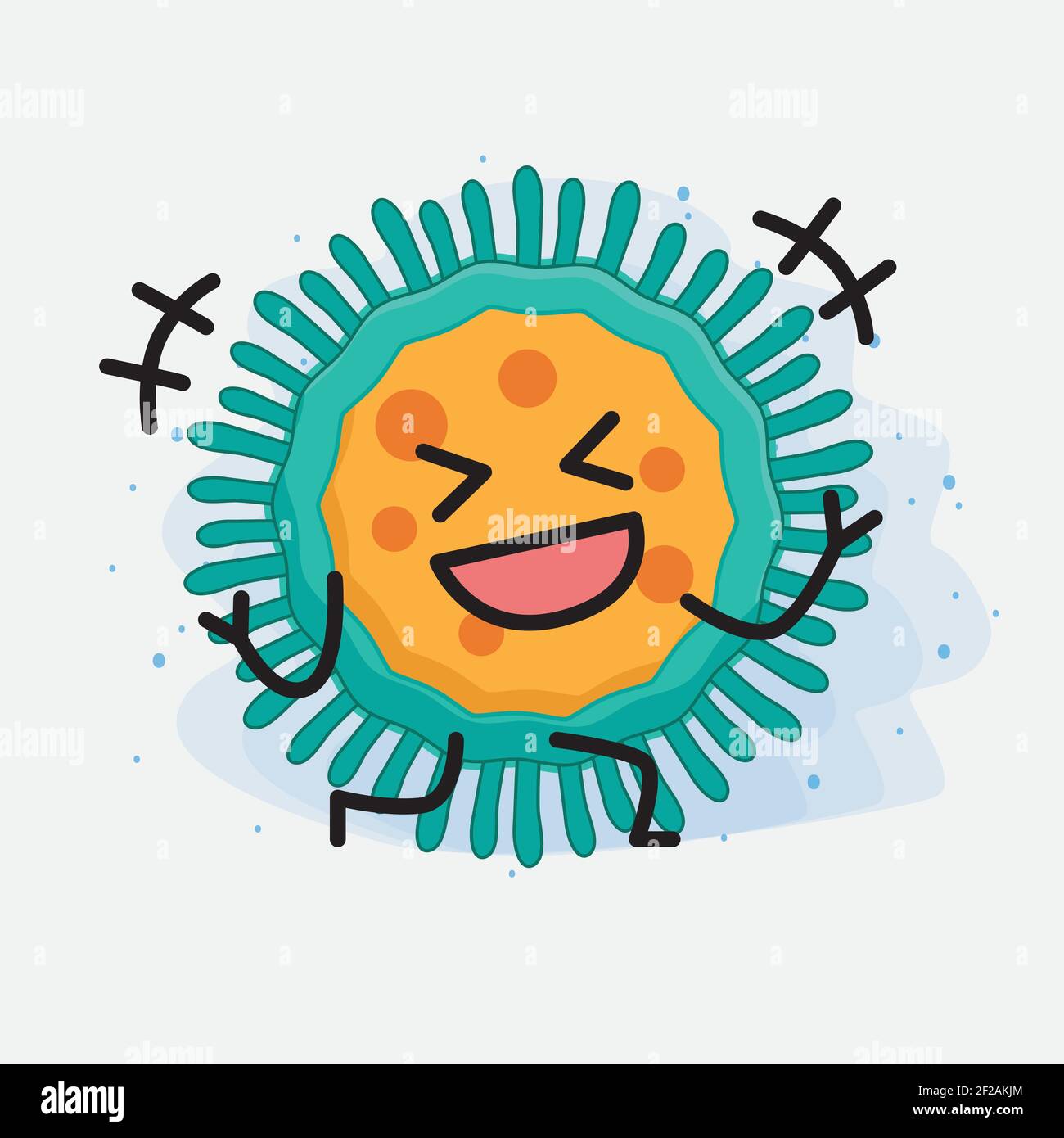 Vector Illustration of Virus Character with cute face, simple hands and ...