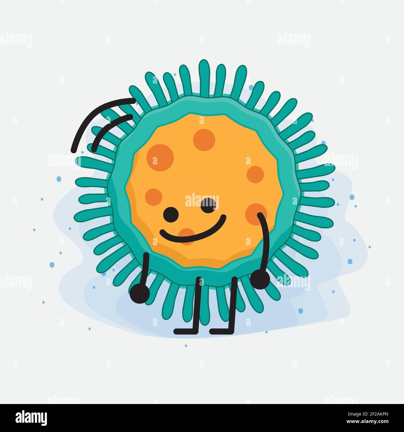 Vector Illustration of Virus Character with cute face, simple hands and ...