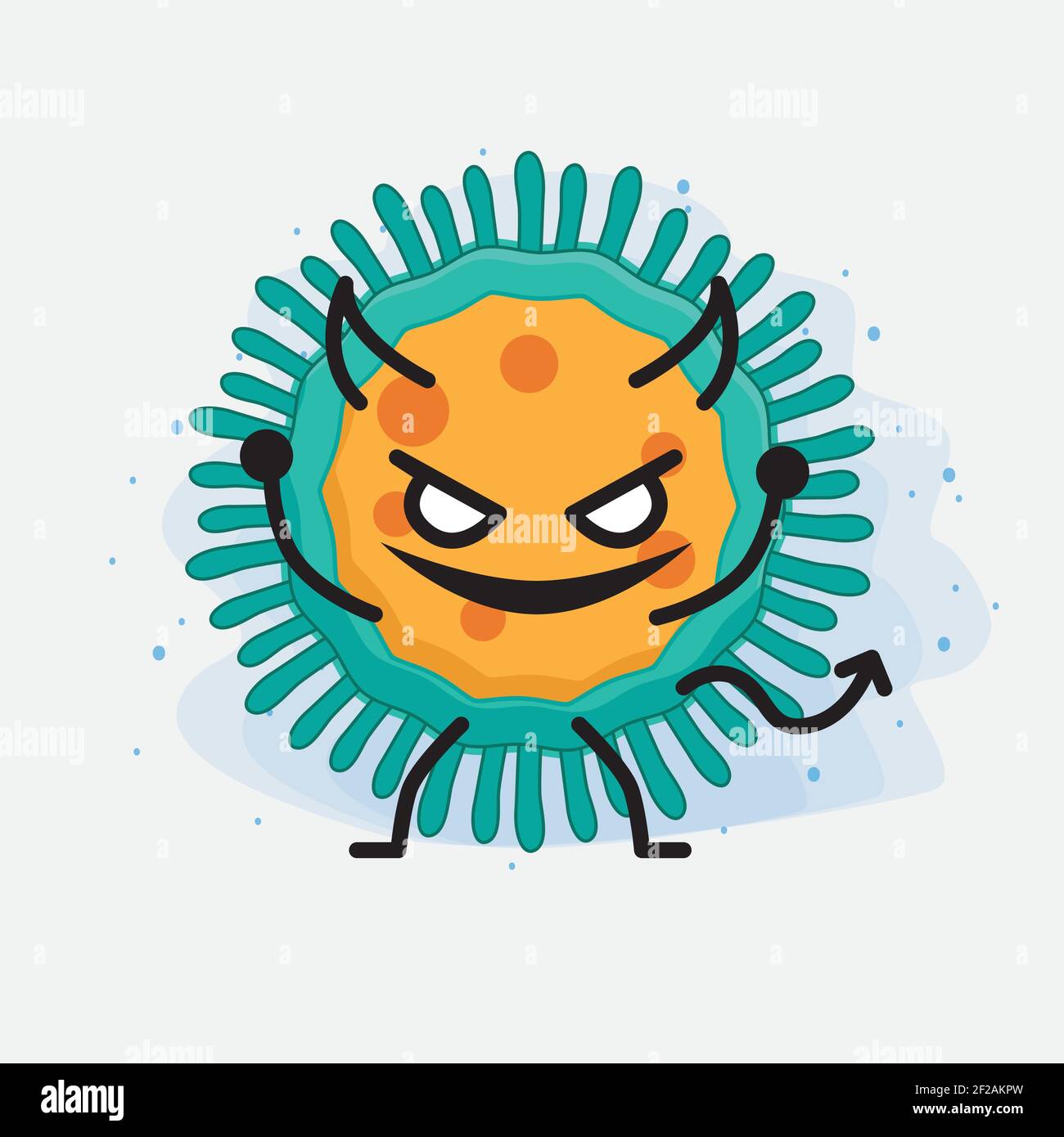 Vector Illustration of Virus Character with cute face, simple hands and ...