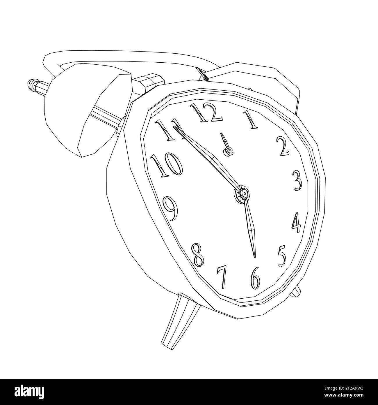 Contour of a table clock with an alarm clock in a twisted shape from ...