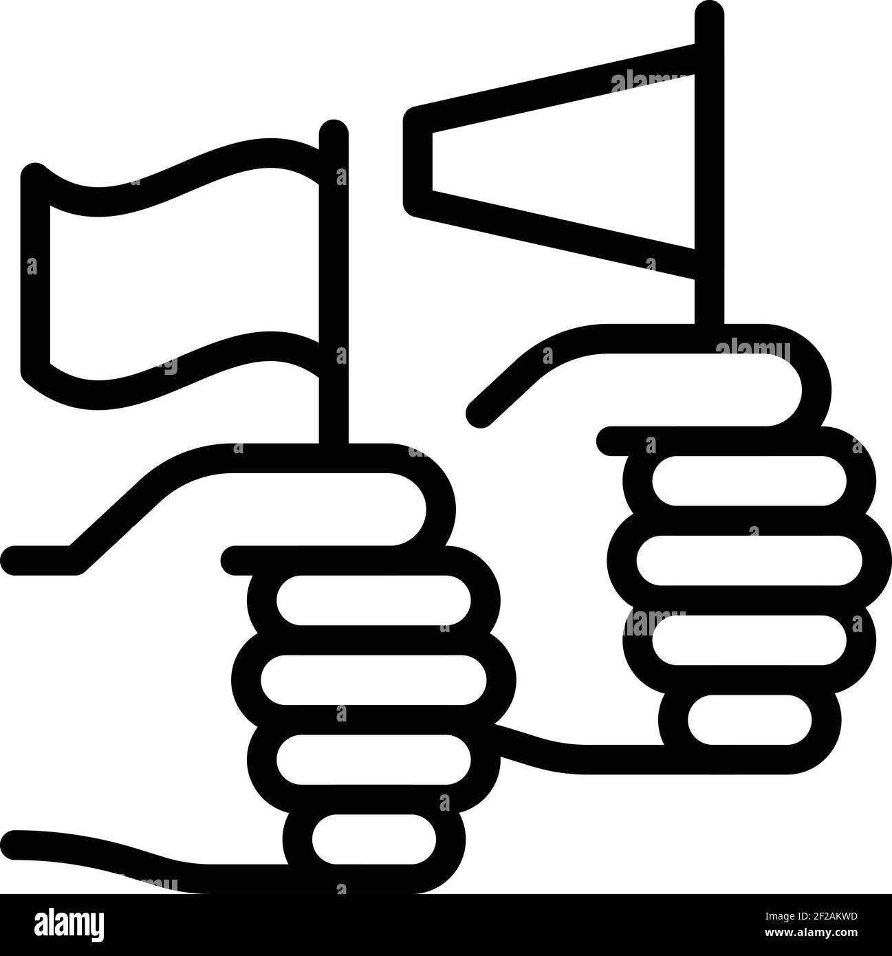 Democracy hand flag icon. Outline democracy hand flag vector icon for ...