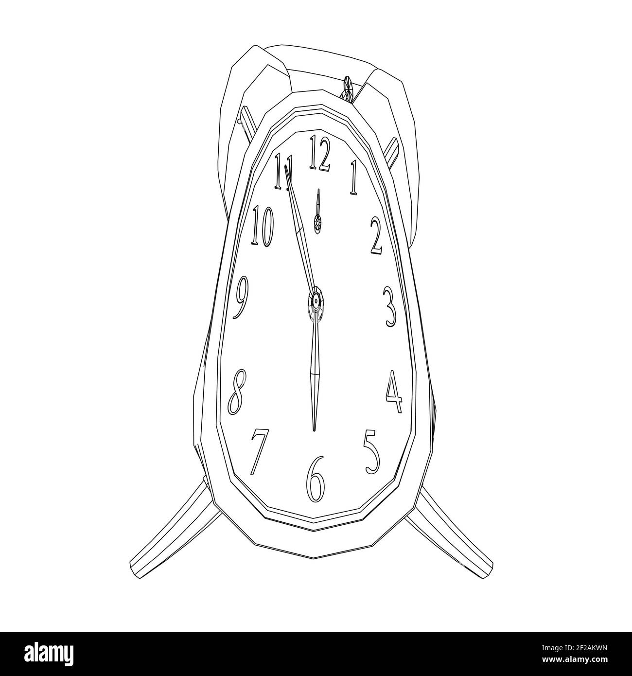 Contour of a table clock with an alarm clock in a twisted shape from ...