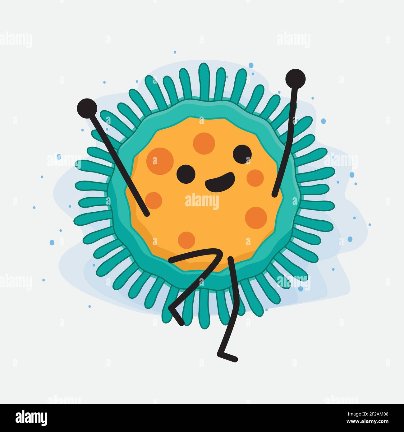 Vector Illustration of Virus Character with cute face, simple hands and ...