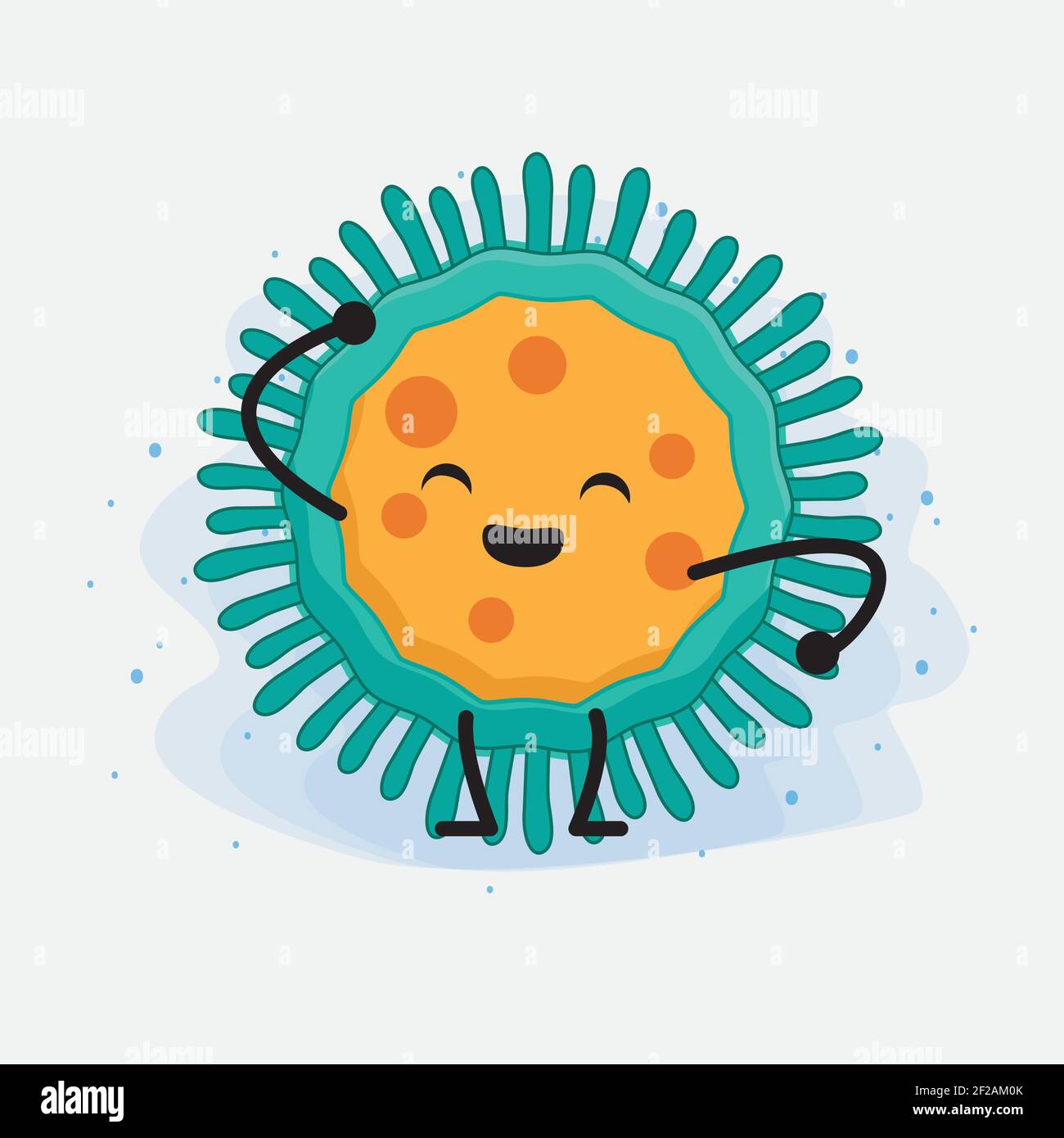 Vector Illustration of Virus Character with cute face, simple hands and ...
