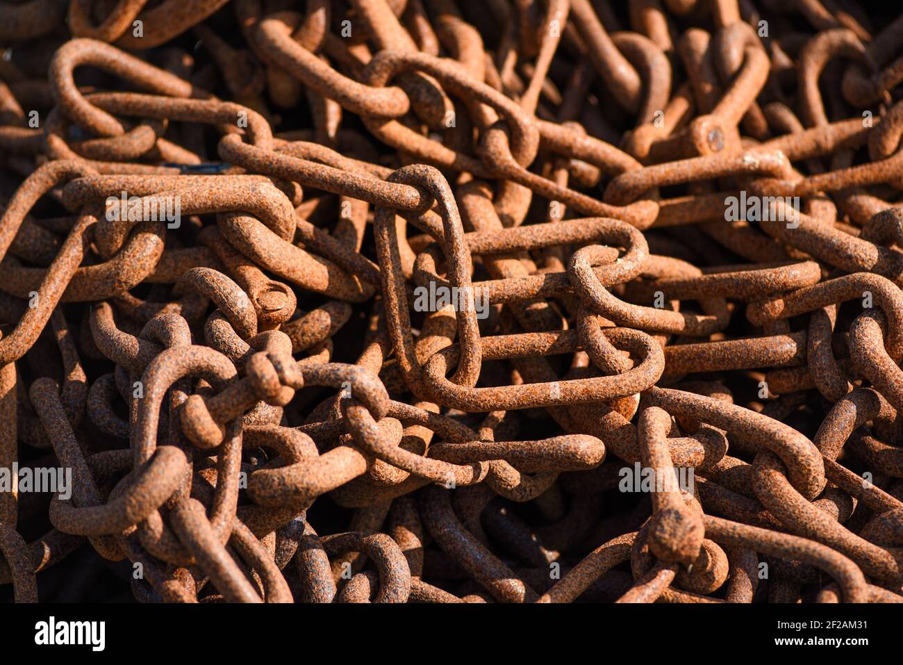 Old rusty chains in a fishing port, selective focus Stock Photo - Alamy