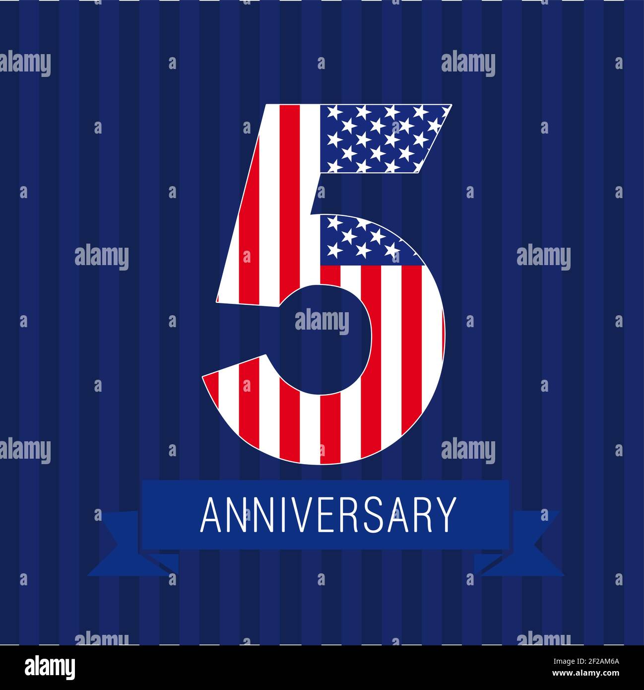 Anniversary 5 US flag logo. Template of celebrating icon of 5 th place ...