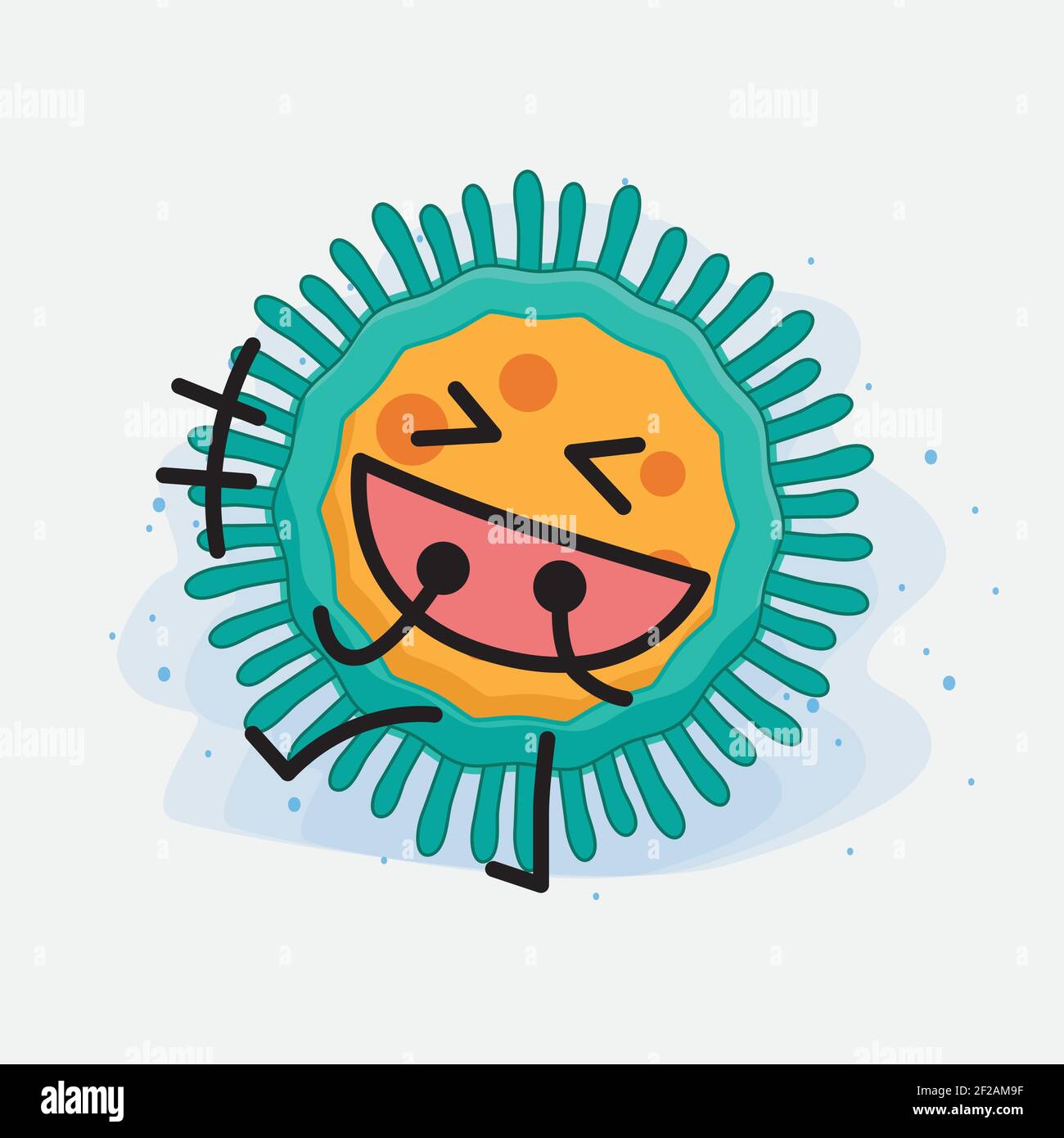 Vector Illustration of Virus Character with cute face, simple hands and ...