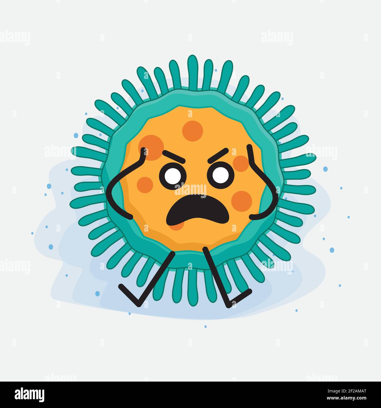 Vector Illustration of Virus Character with cute face, simple hands and ...
