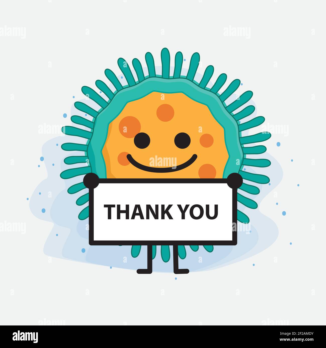 Vector Illustration of Virus Character with cute face, simple hands and ...