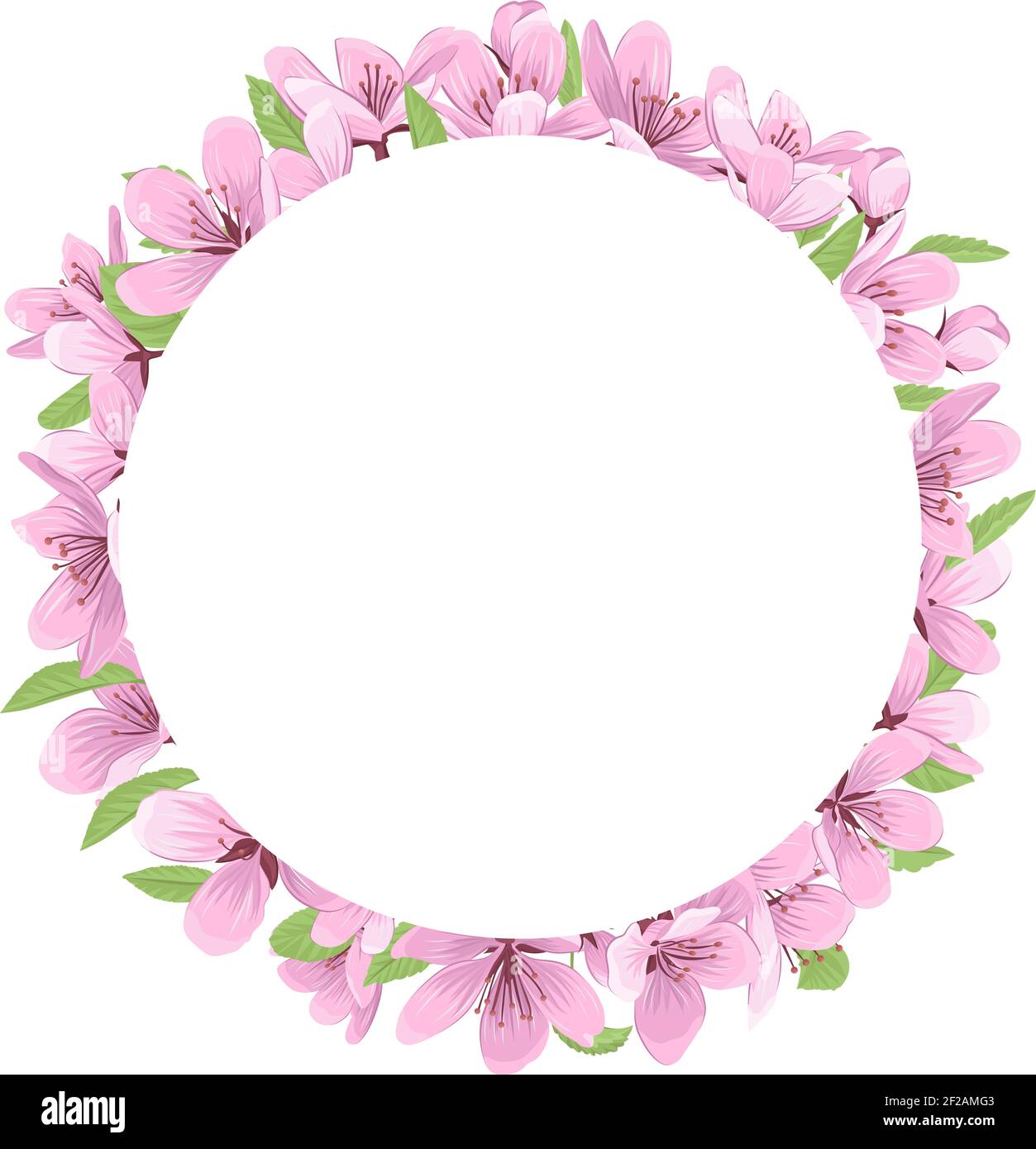 Spring frame with blooming fruit tree flowers vector illustration Stock ...