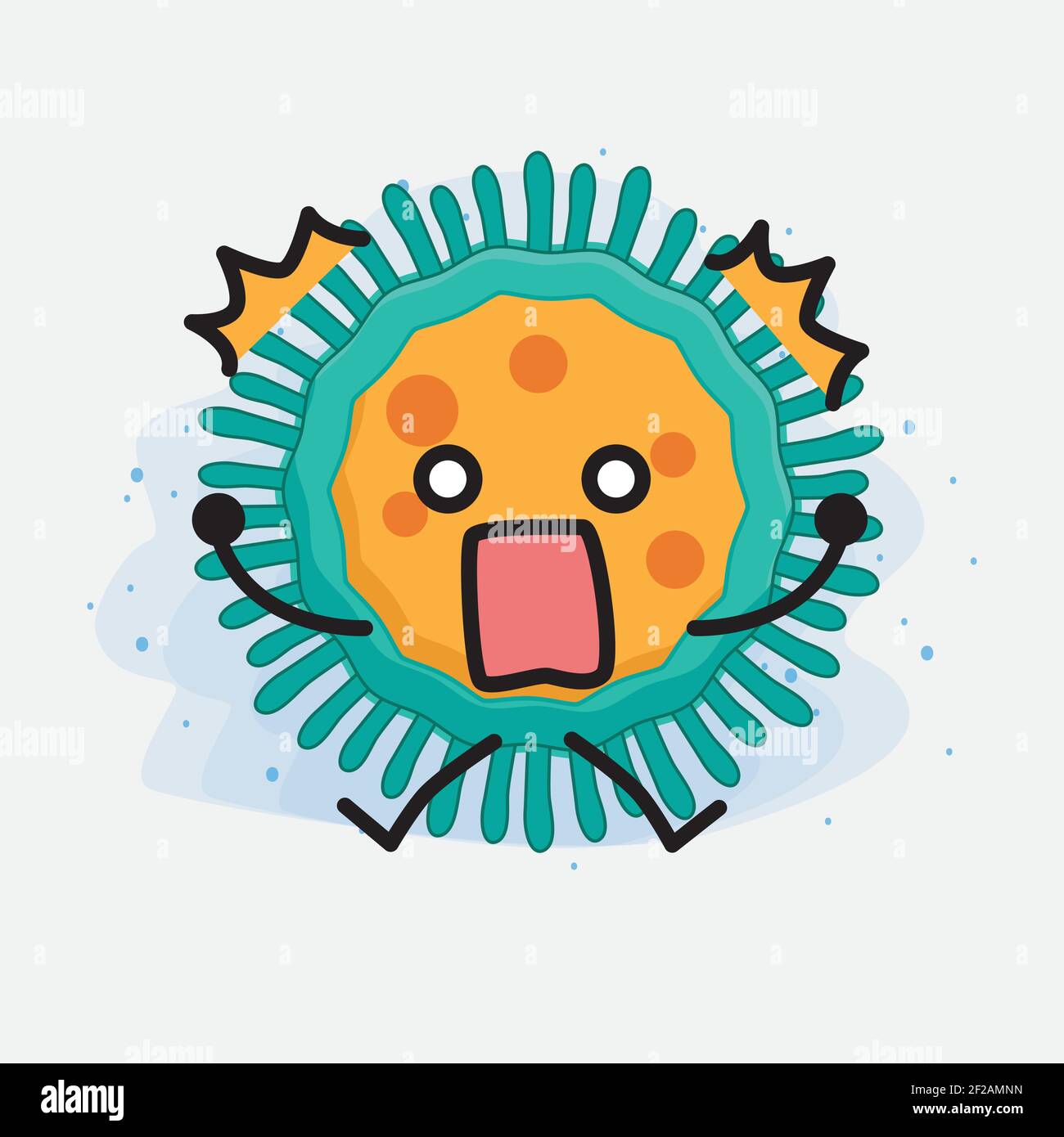 Vector Illustration of Virus Character with cute face, simple hands and ...