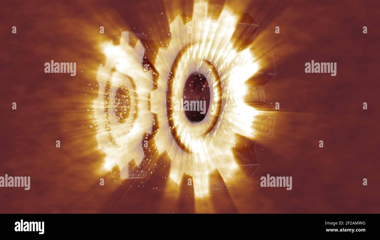3D illustration - Very close up of two rotating gear Stock Photo - Alamy