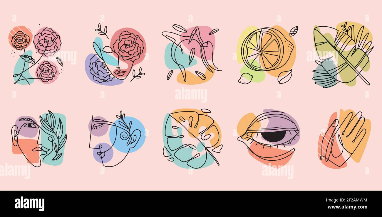 continuous drawing shapes abstract set Stock Vector Image & Art - Alamy