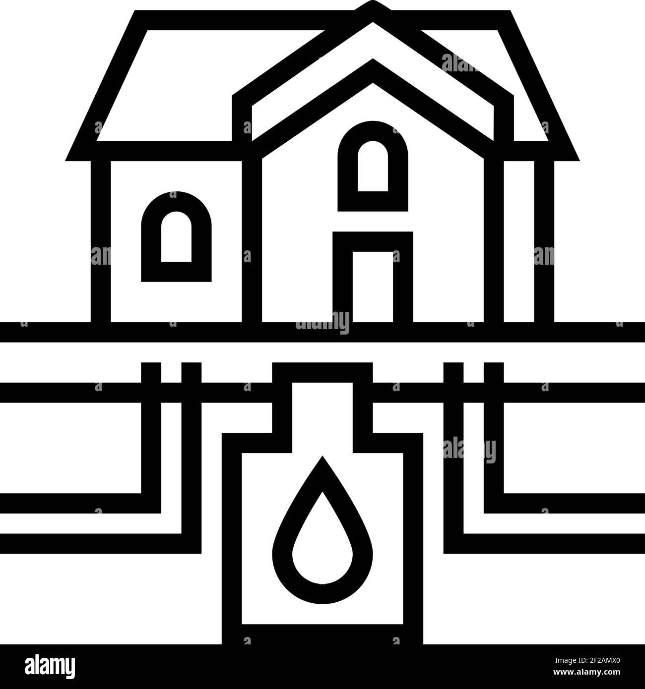 house drainage system and water storage line icon vector illustration ...
