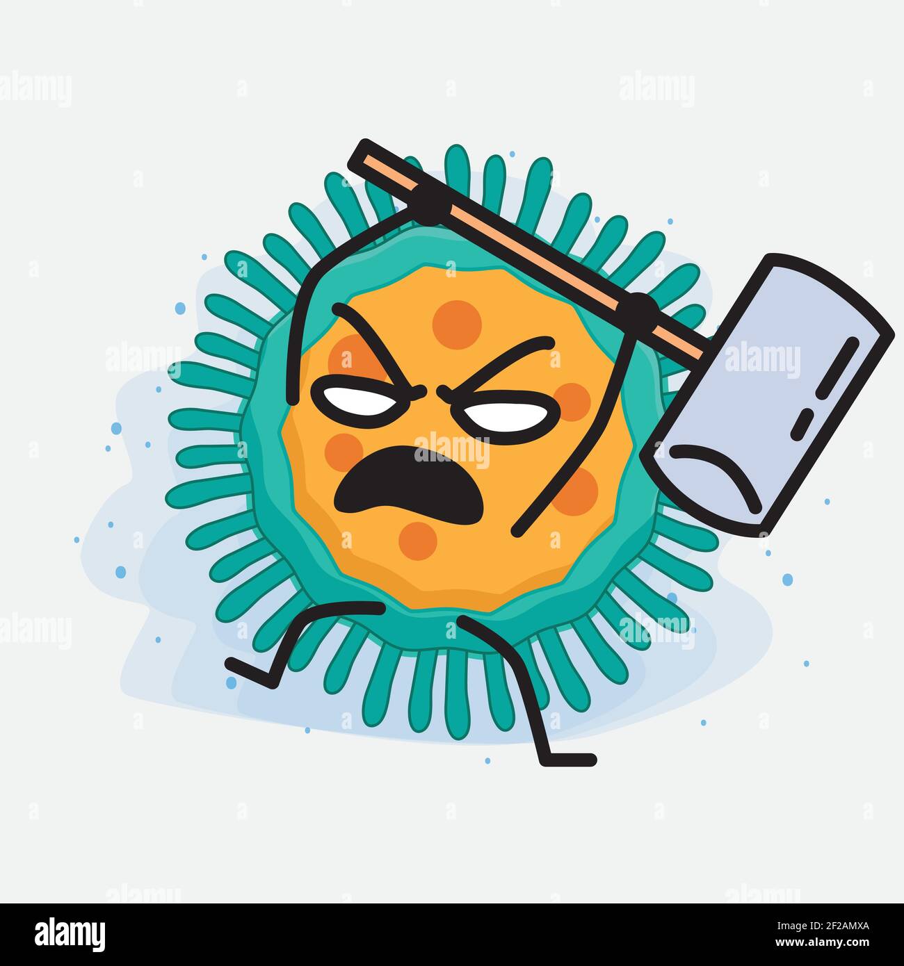 Vector Illustration of Virus Character with cute face, simple hands and ...