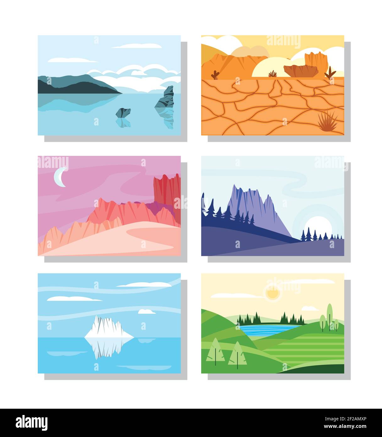 landscapes nature scene vector set Stock Vector Image & Art - Alamy