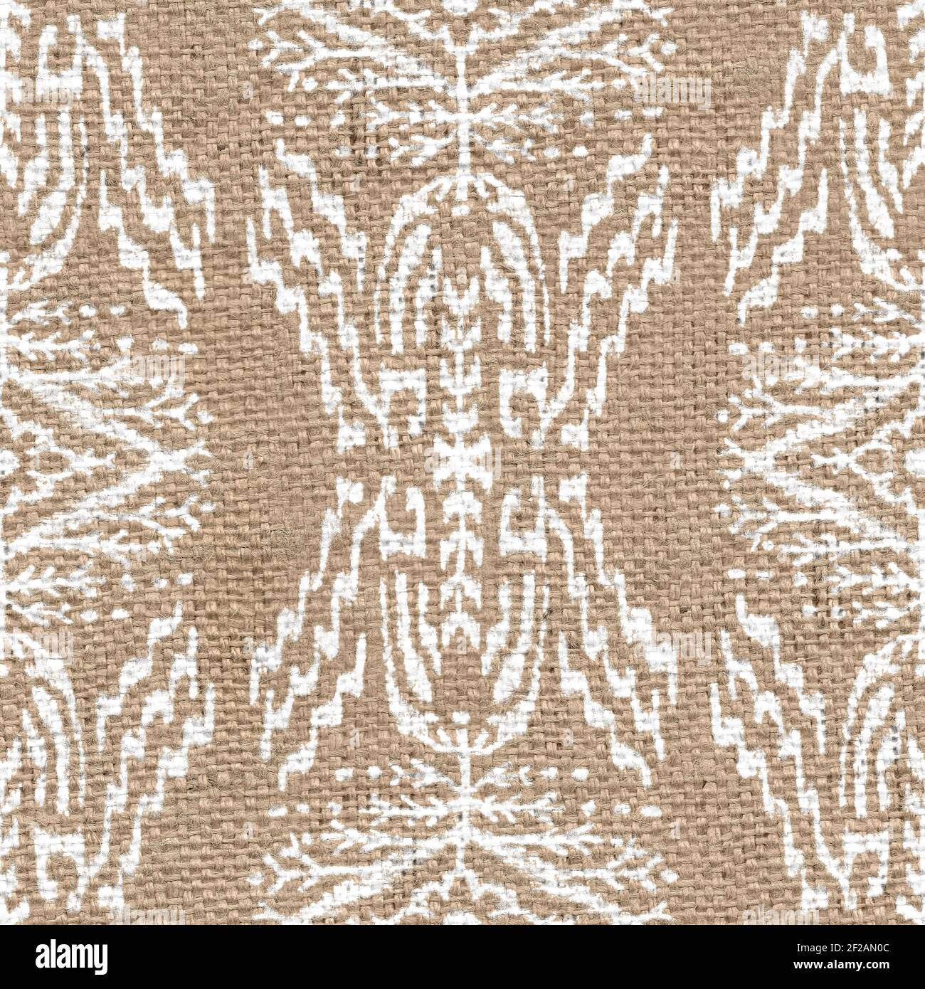 Seamless burlap with white paint pattern overlay Stock Photo - Alamy