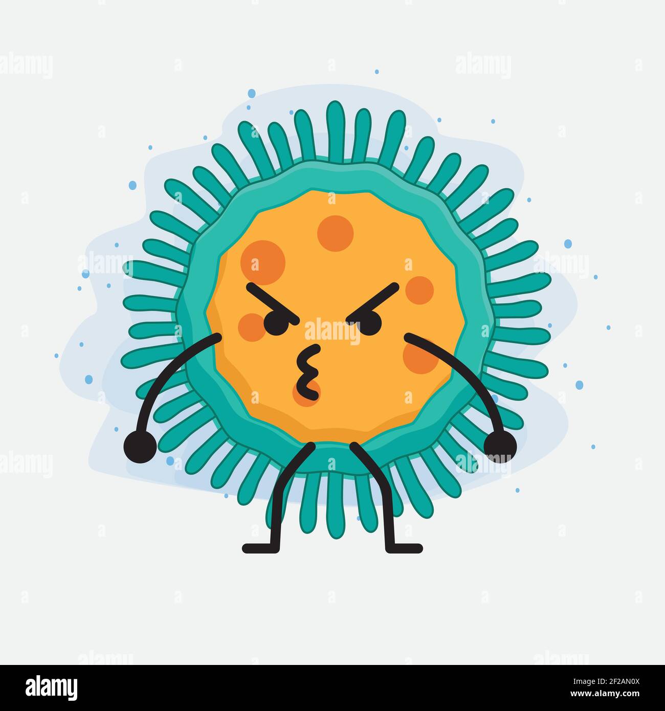 Vector Illustration of Virus Character with cute face, simple hands and ...