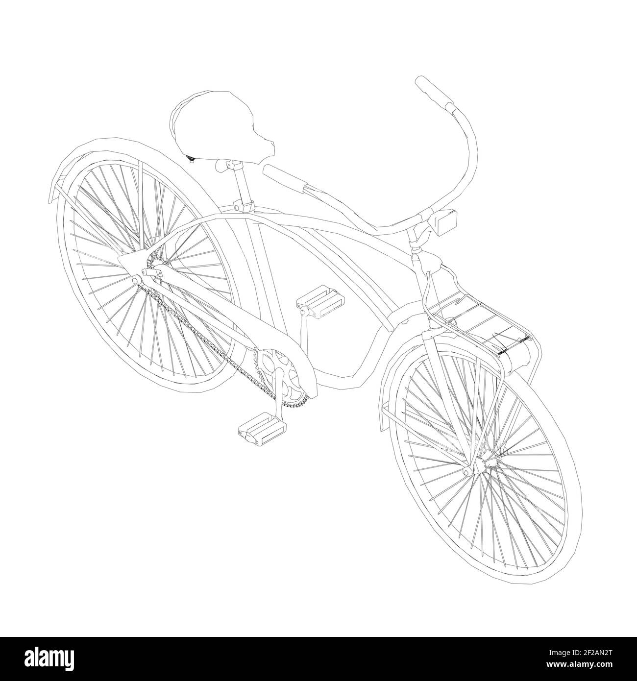Contour of a bicycle with a semicircular handlebar made of black lines ...