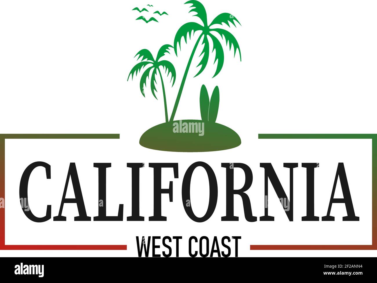 California beach and palm trees background illustration Stock Vector ...