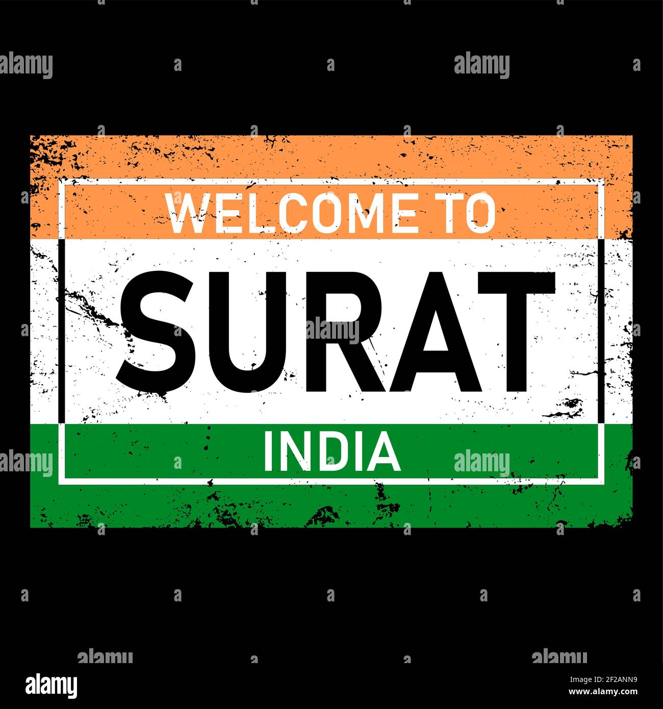 Welcome to Surat India - Vintage greeting card on a white Background ...