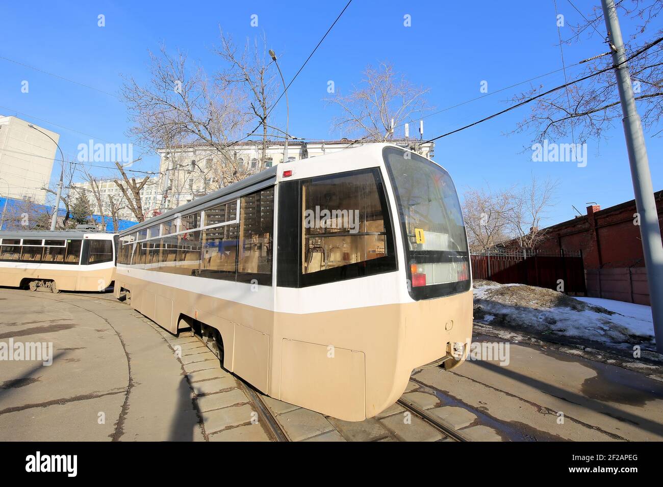 City tramway on the street, Moscow, Russia Stock Photo - Alamy