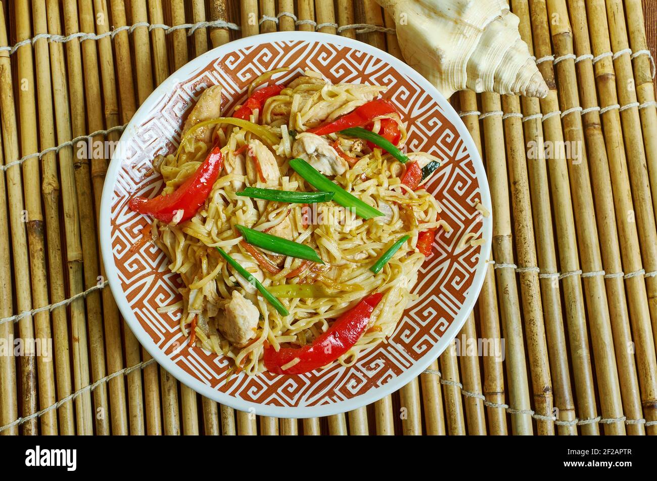 Chicken chow mein from Nepal, Nepali style chowmein Stock Photo - Alamy