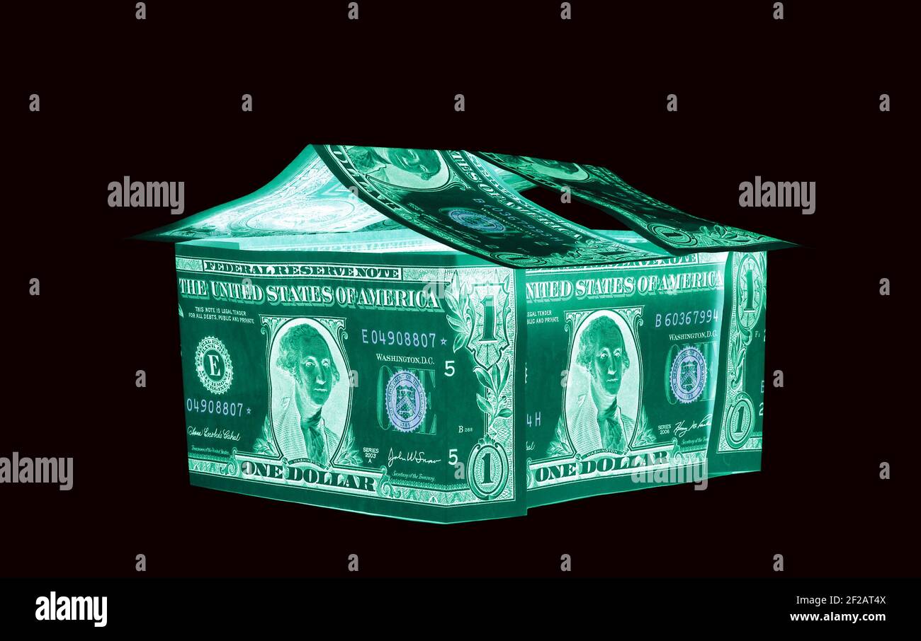 One hundred dollar bills (banknotes ) close up, U.S. currency-- in UV ...