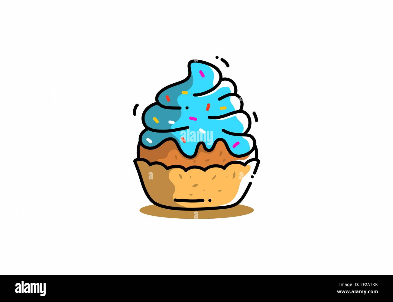 Cute kawaii illustration of blue cupcake design Stock Vector Image ...