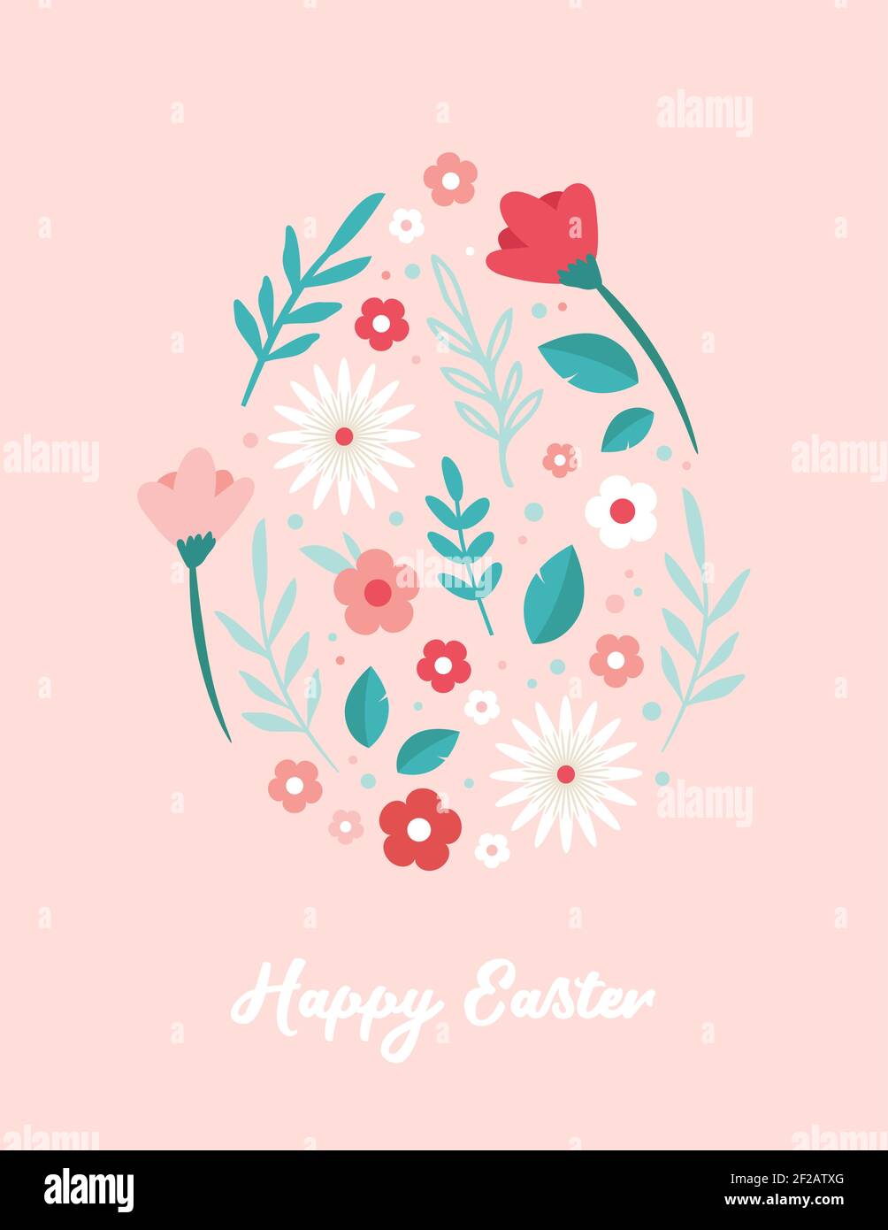 Happy Easter. Greeting cards or posters with spring flowers and Easter ...