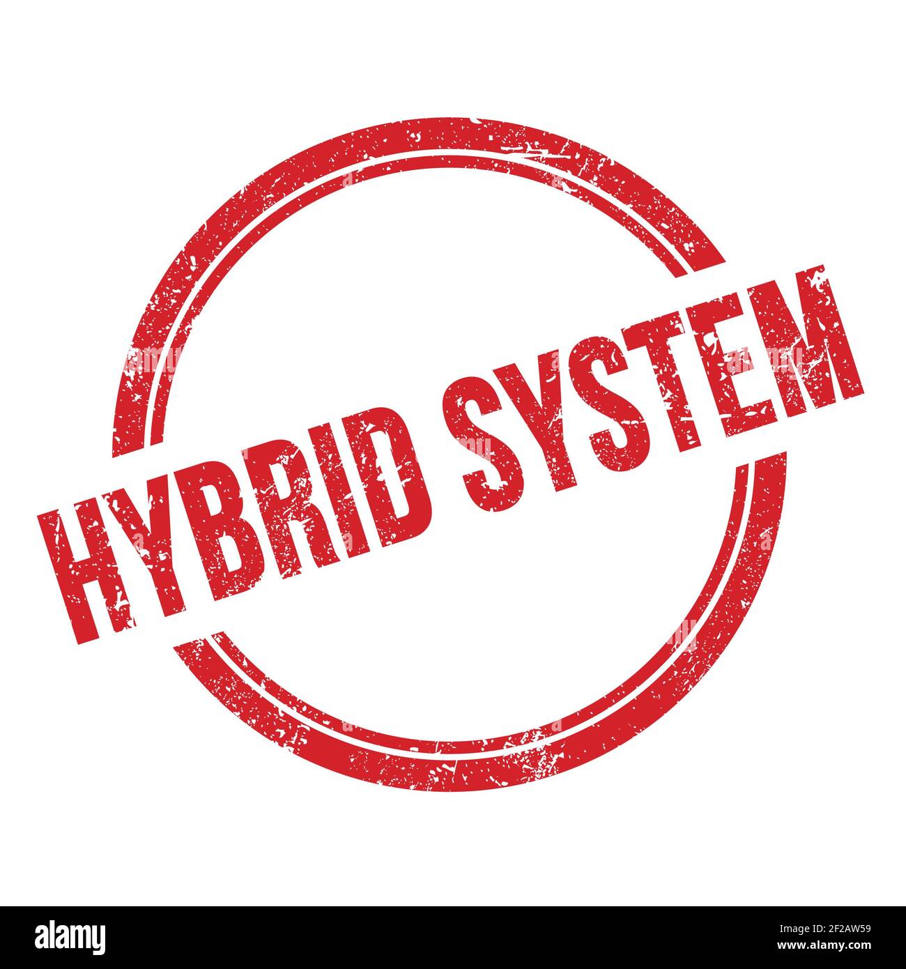 HYBRID SYSTEM text written on red grungy vintage round stamp Stock ...