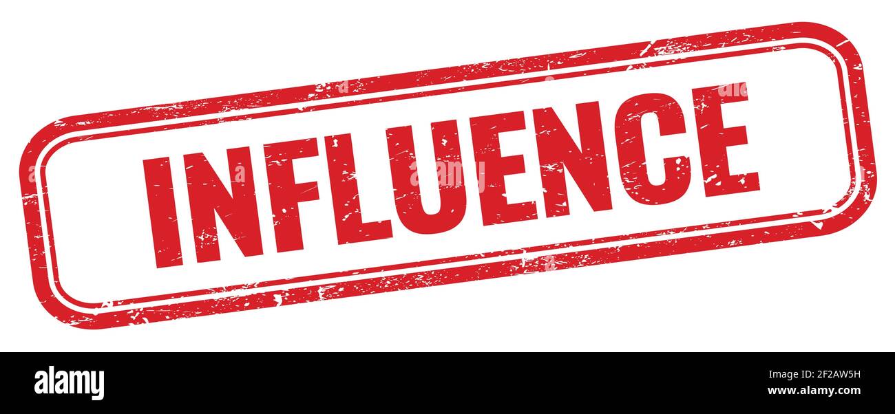 INFLUENCE text on red grungy rectangle stamp Stock Photo - Alamy