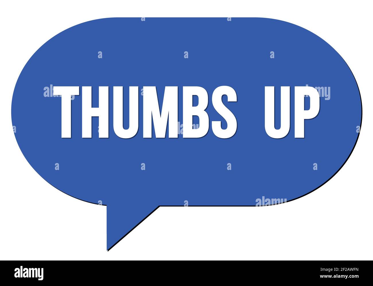 THUMBS UP text written in a blue speech bubble stamp Stock Photo - Alamy