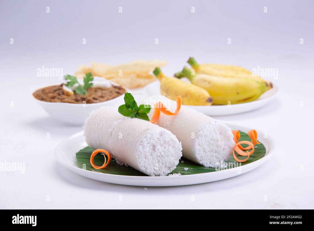 Puttu, steam cake ,white raw rice puttu , pacharisi maavu puttu with ...