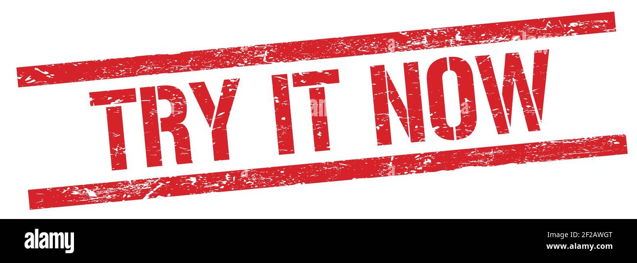 TRY IT NOW text on red grungy rectangle stamp sign Stock Photo - Alamy