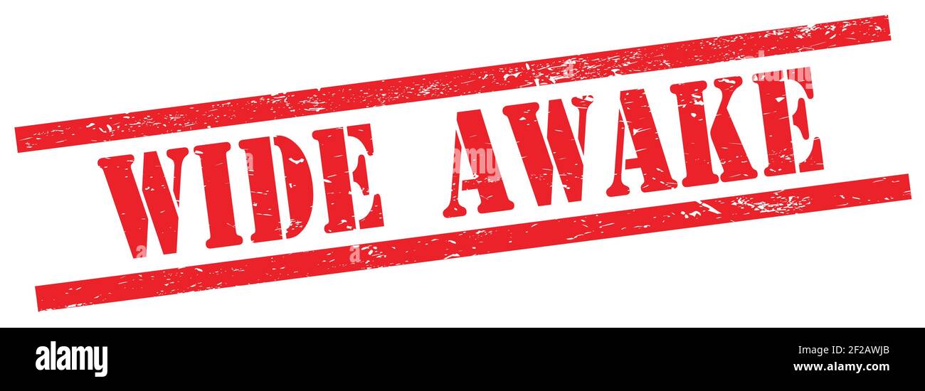 WIDE AWAKE text on red grungy rectangle vintage stamp Stock Photo - Alamy