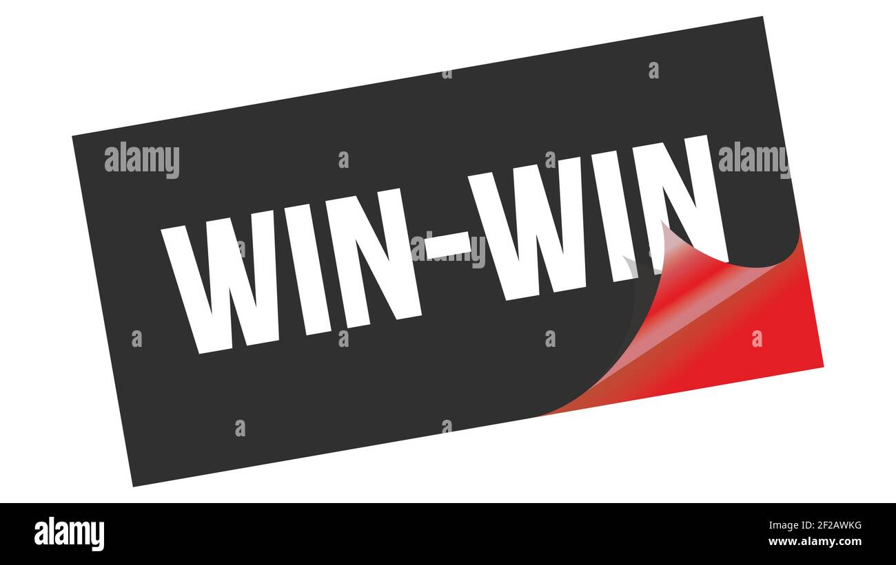 WIN-WIN text written on black red sticker stamp Stock Photo - Alamy