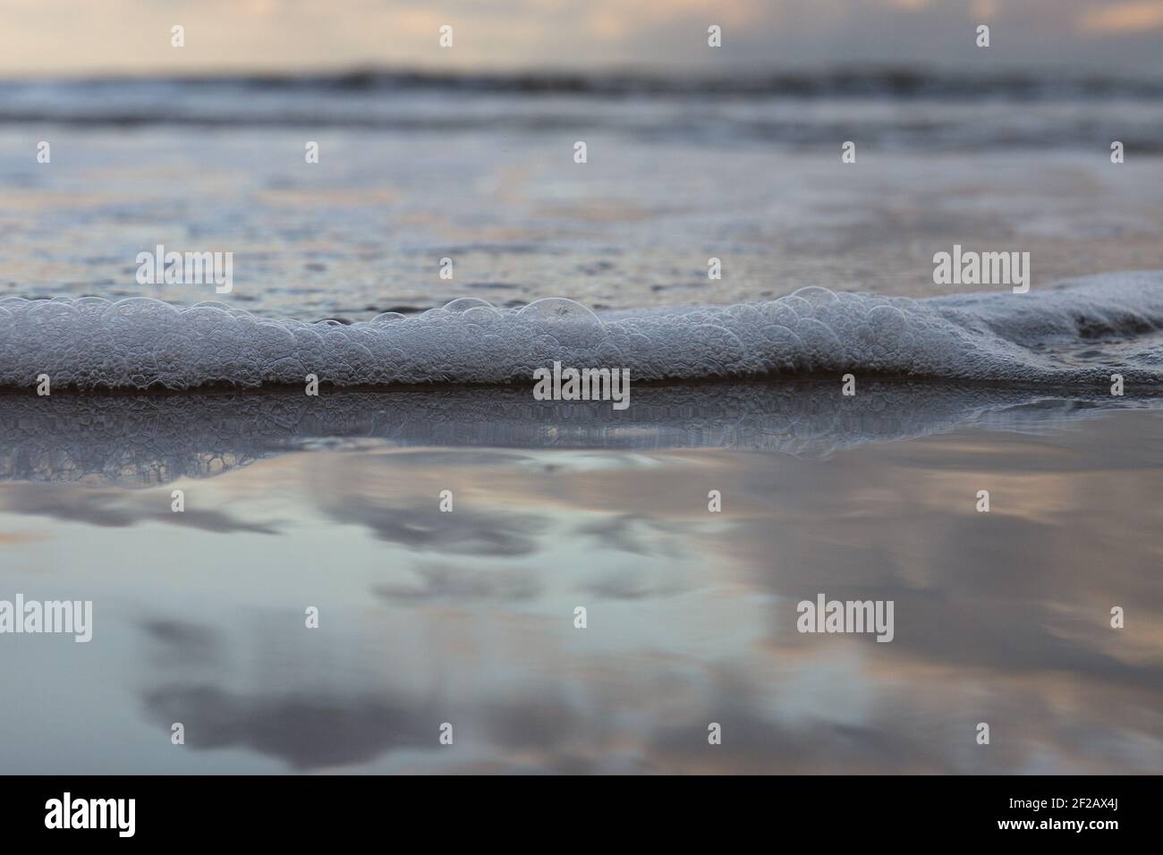Foamy Wave, Sky Reflection in the water, Curracloe, Co. Wexford ...